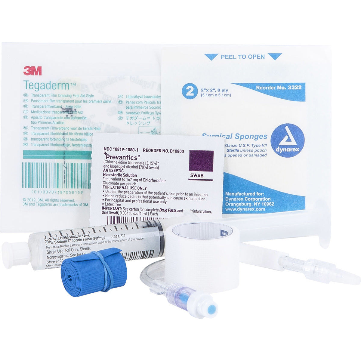 Curaplex IV Start Kit with Tegaderm, Extension Set, Flush Syringe, Tou